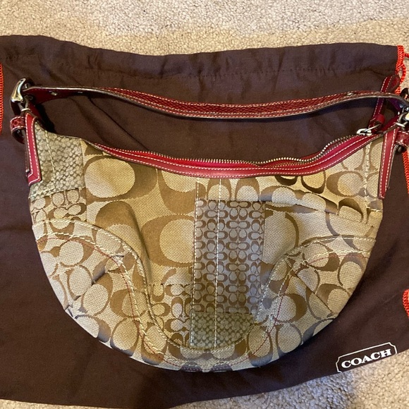Coach | Bags | Signature Bobo Coach Purse Red And Tan | Poshmark